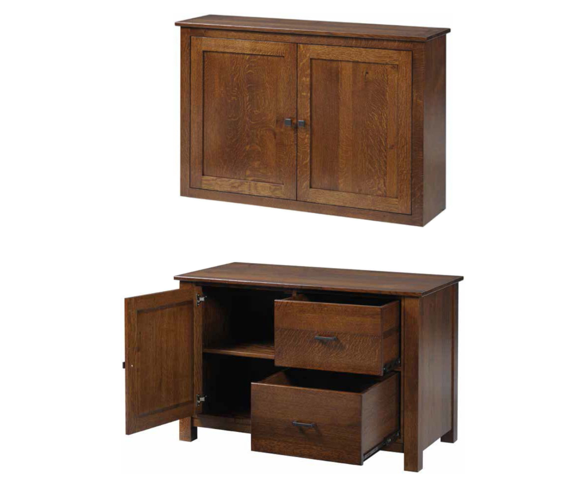 Clark Mission Modular 48" Credenza With Hutch | Stutzman's Amish Furniture