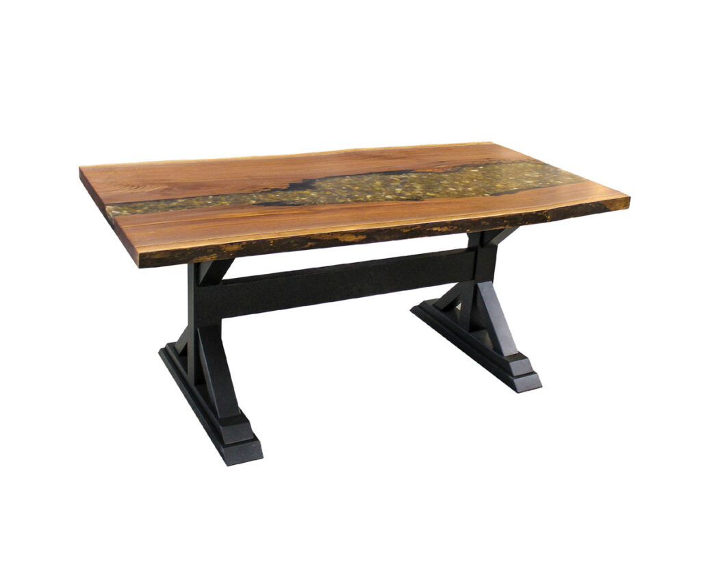 Walnut River Table with River Stones | Stutzman's Amish Furniture